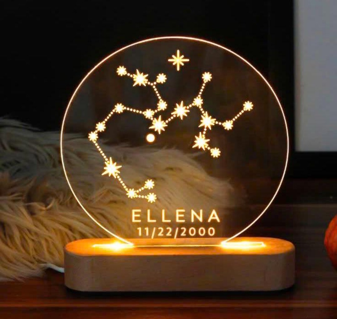 Custom Night Light, Custom Name Light Night Gift, Custom Birth Month ...