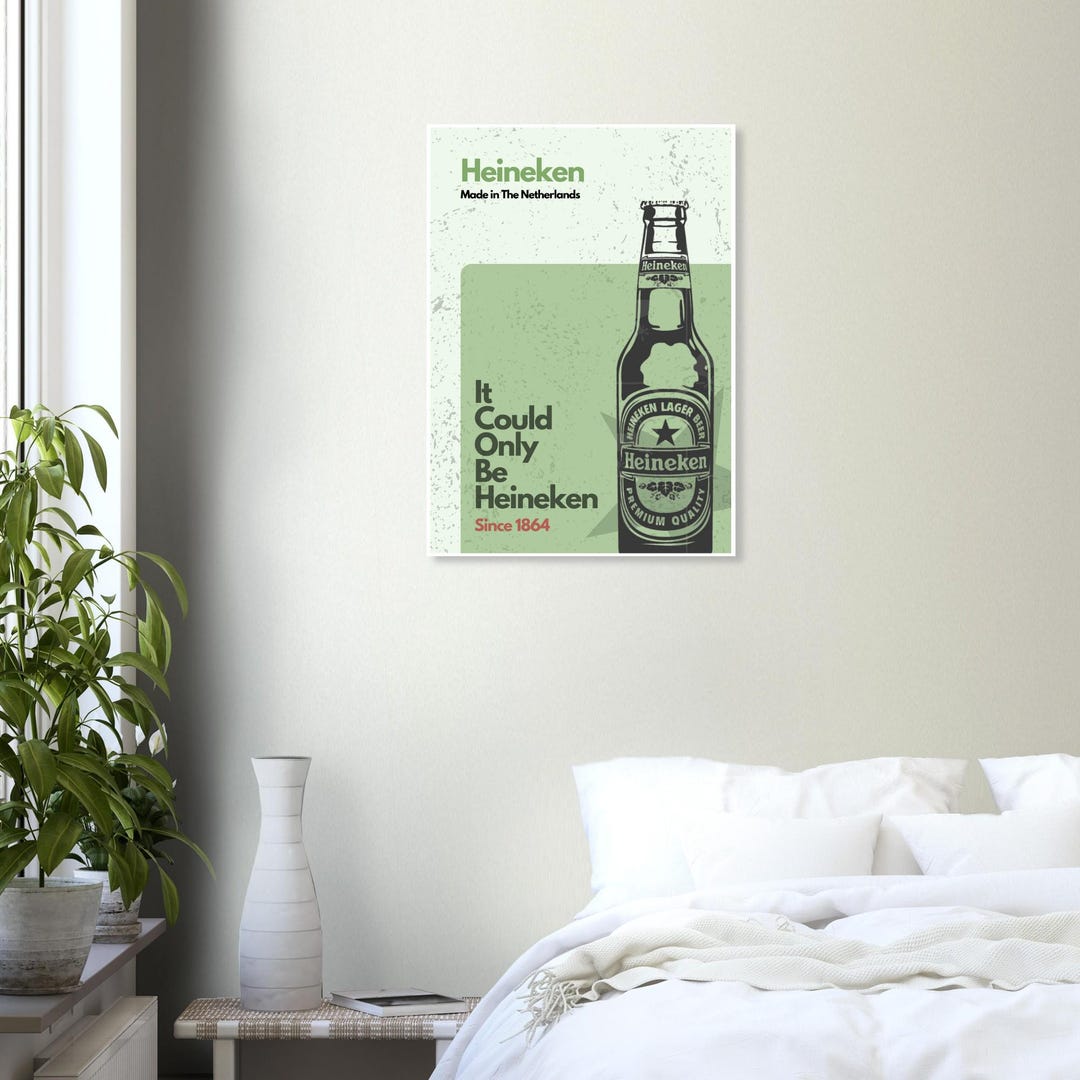 Heineken Beer Wall Art Print - Simplistic Dutch Beer Poster Art, Beer ...