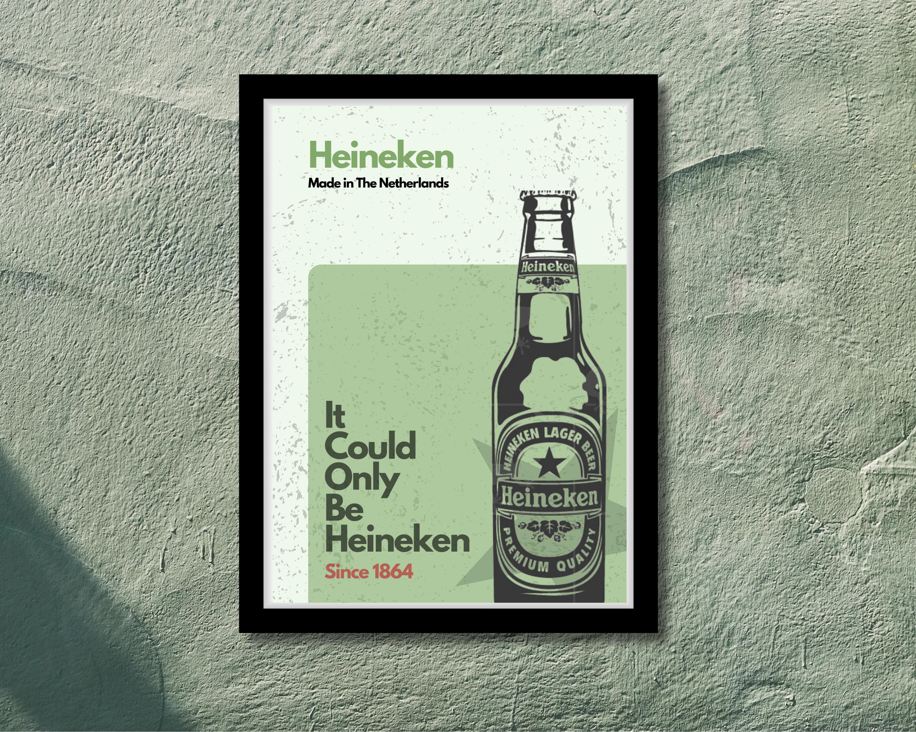 Heineken Beer Wall Art Print - Simplistic Dutch Beer Poster Art, Beer ...
