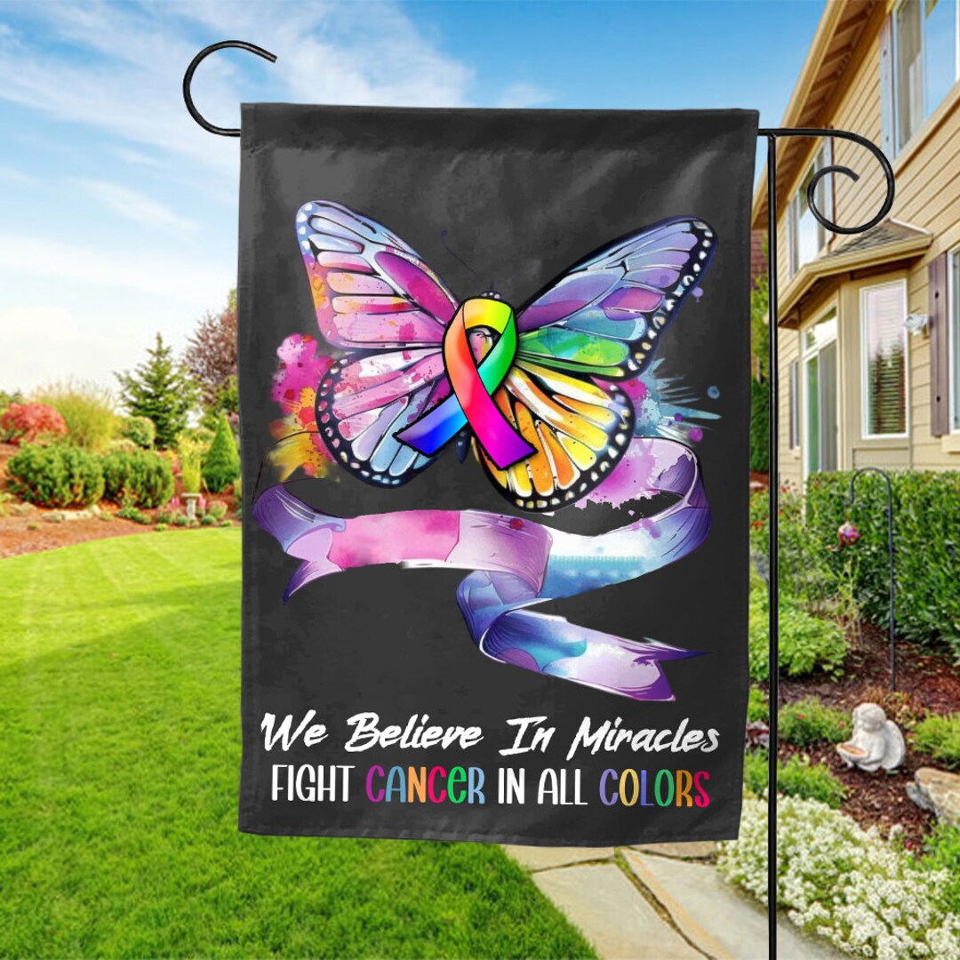 Fight Cancer in All Colors Garden Flag, Cancer Warrior Gift, Cancer ...