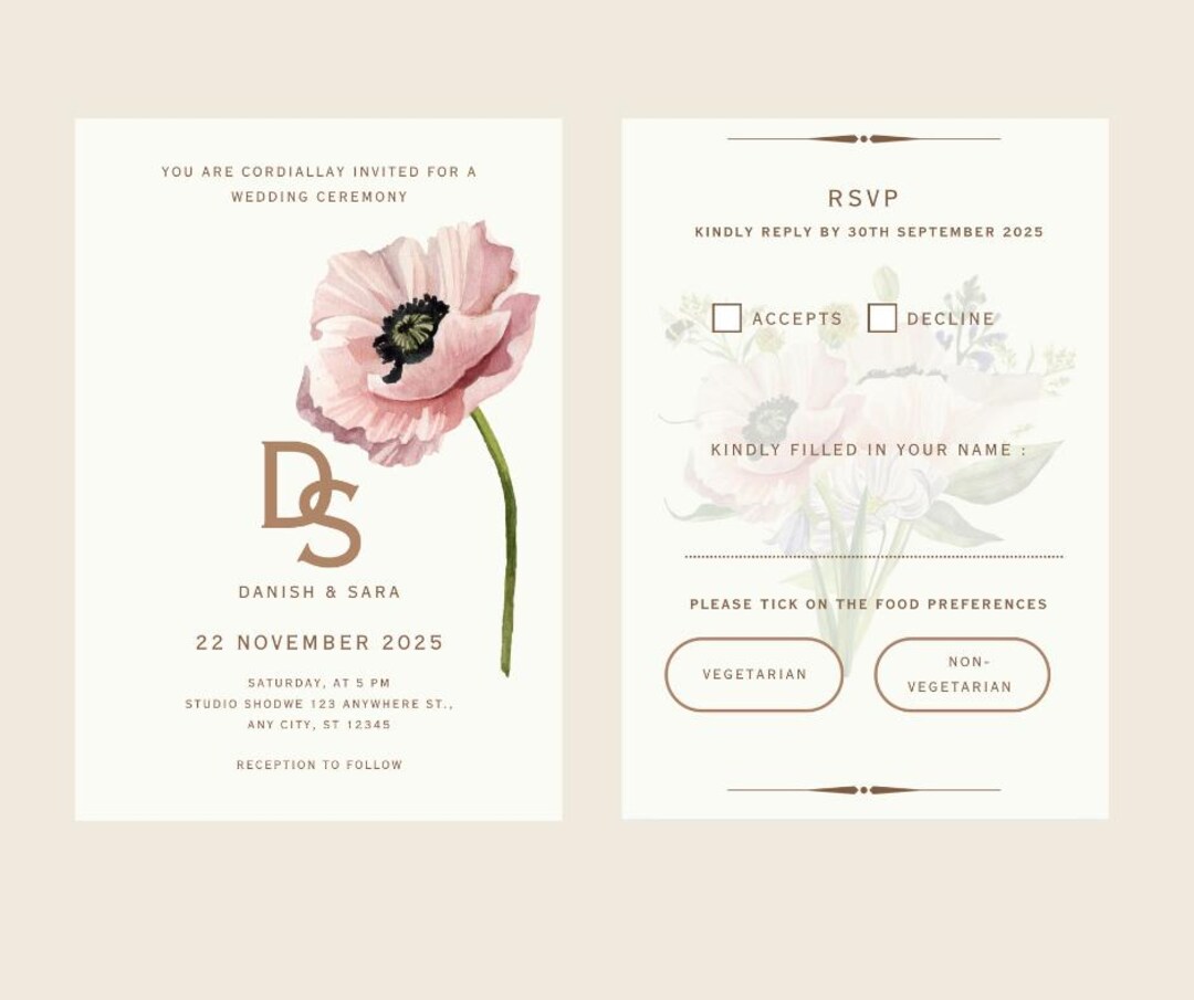 Custom Printable Wedding Invitation | Artwork Digital Wedding Invite ...