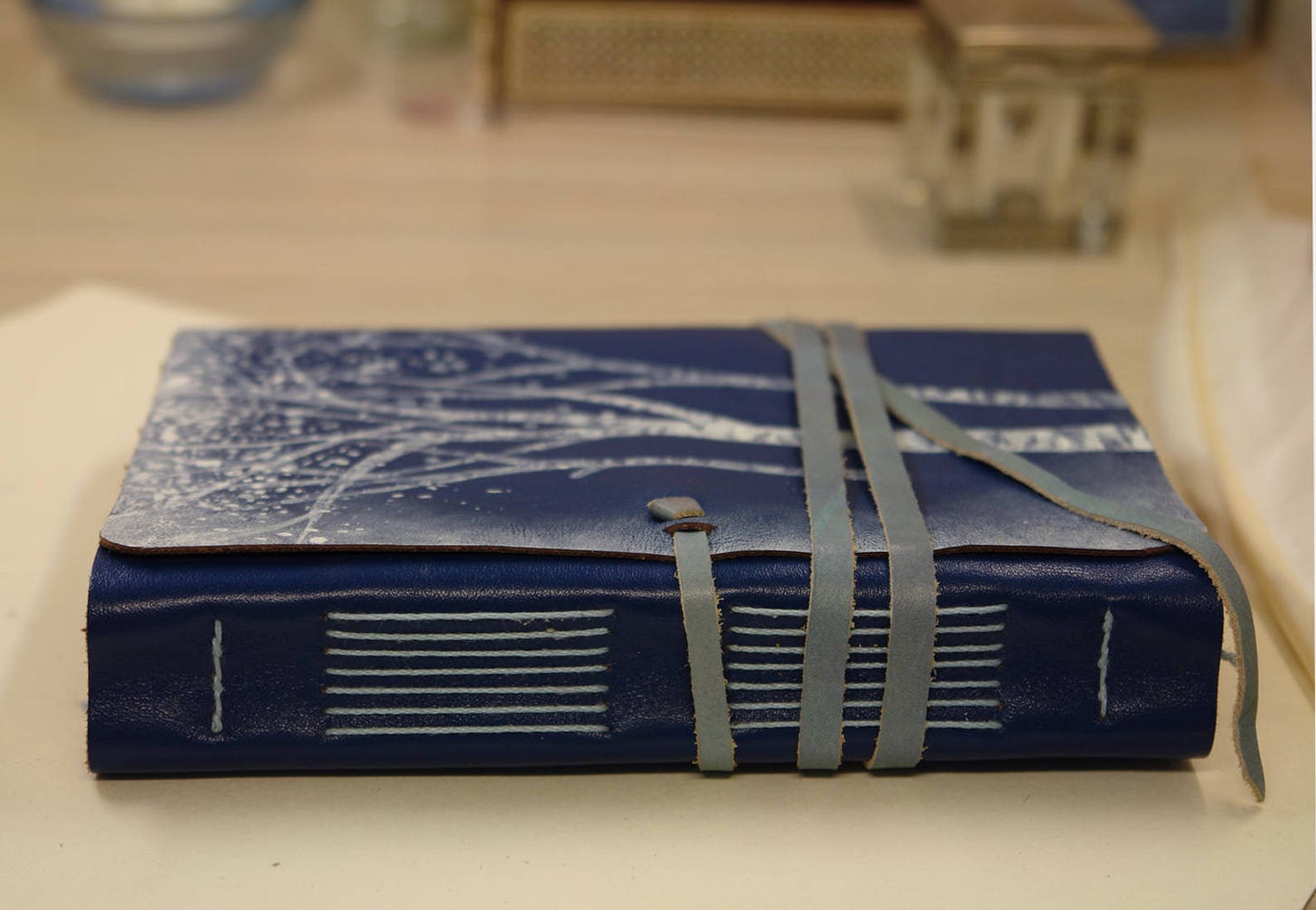 Blue Leather Journal Diary With Vintage Style Pages | Etsy