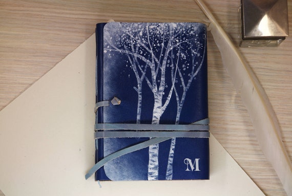 Blue Leather Journal Diary With Vintage Style Pages | Etsy