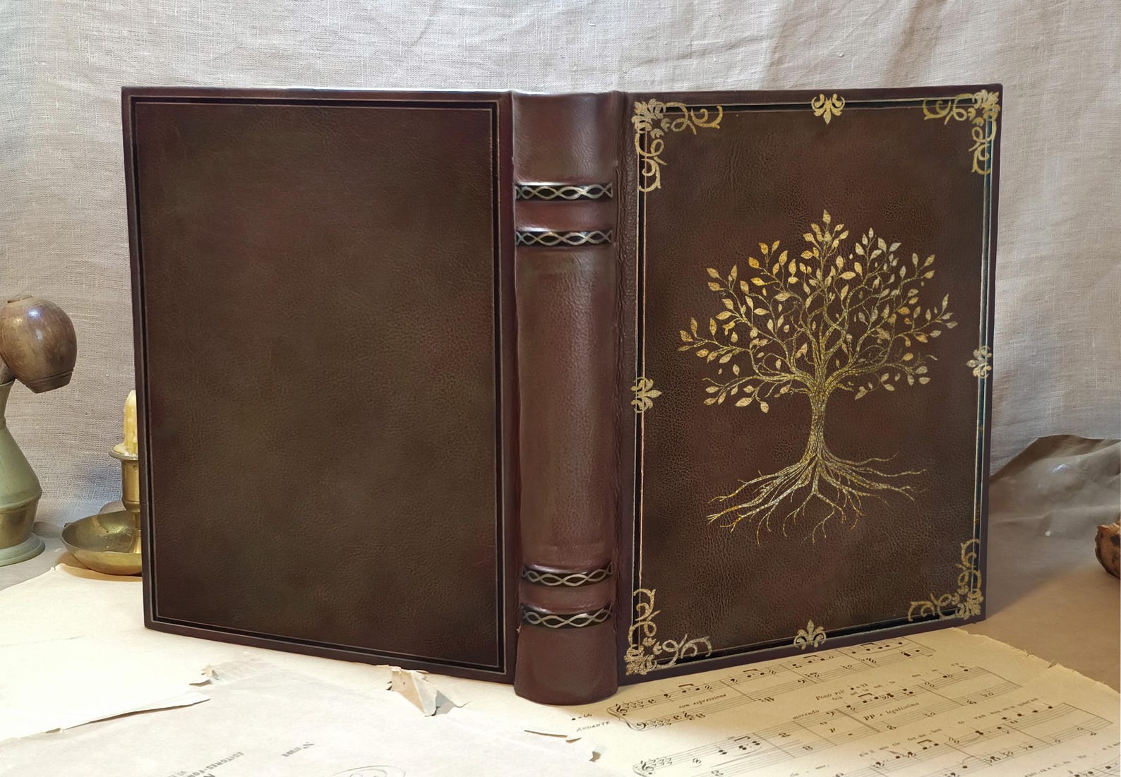 Handmade Leather Journal With Gold Tree of Life – Brown Personal ...