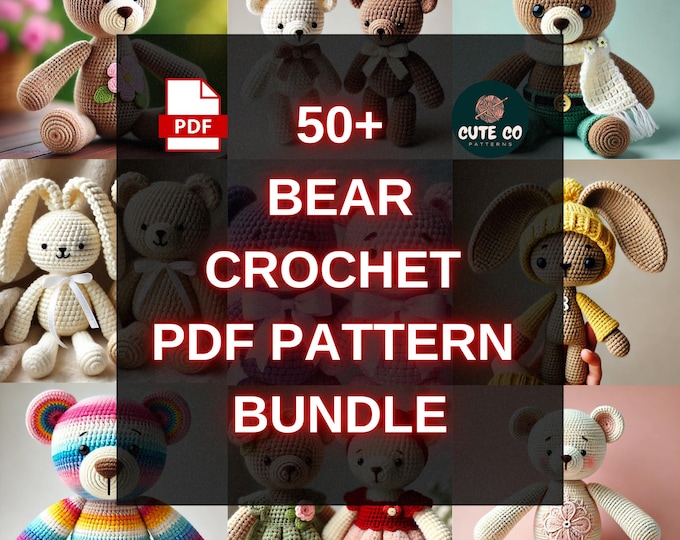 50 Amigurumi Bear Crochet Patterns Bundle - Easy DIY Memory, Keepsake ...