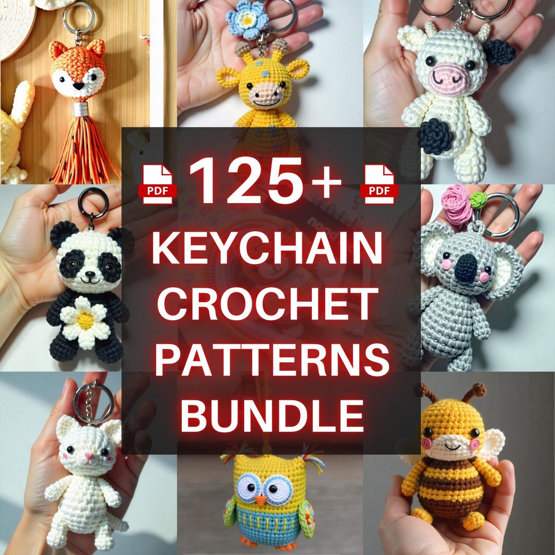 Keychain Amigurumi Crochet Pattern Bundle, Miniature Crochet, Cute ...