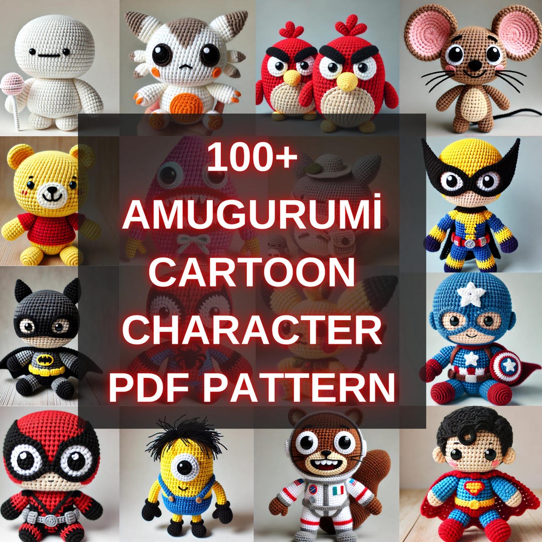 100 Amigurumi Cartoon Character PDF Patterns Bundle, Beginner Friendly ...