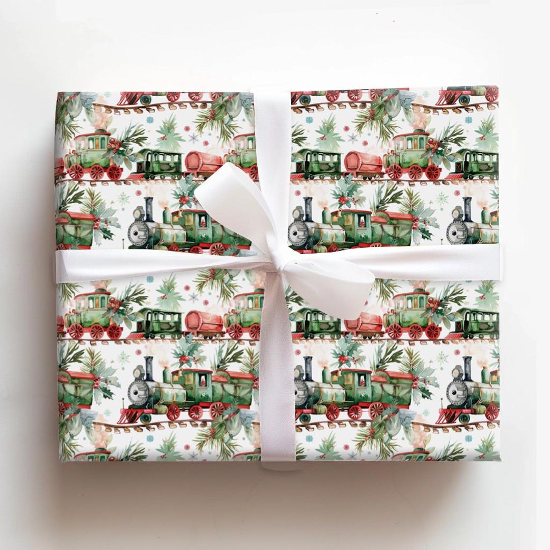 Get on the Christmas Train Wrapping Paper - Etsy