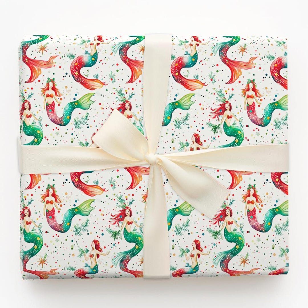 Mermaid Christmas Wrapping Paper - Etsy