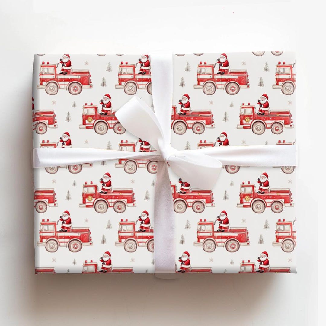 Firefighter Claus Wrapping Paper - Etsy