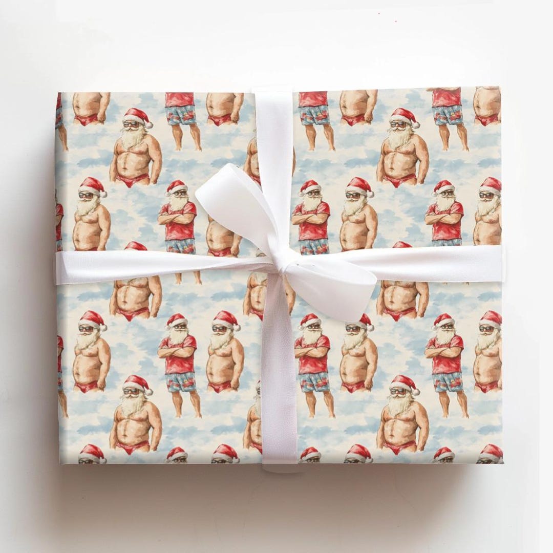 Santa Beach Bum Wrapping Paper - Etsy