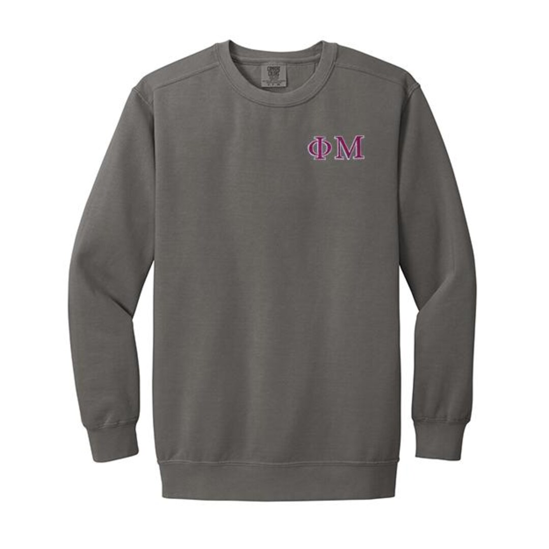 Phi Mu Sorority Comfort Colors Embroidered Greek Letter Crewneck ...