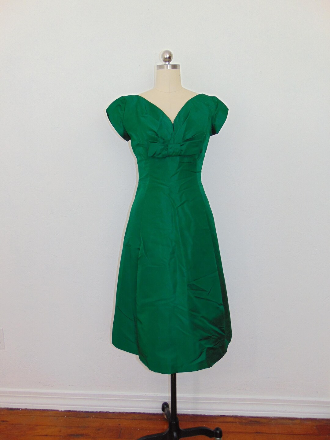 50s Green Silk Taffeta Couture Cocktail Dress Size Small - Etsy
