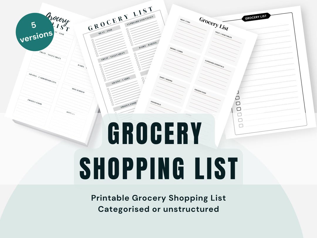 Printable Grocery Shopping List, Grocery Shopping, Grocery List ...