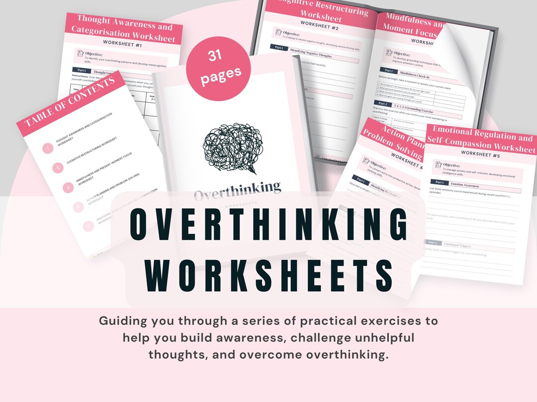 Overthinking Worksheets, Overcoming Overthinking, Stop Overthinking ...