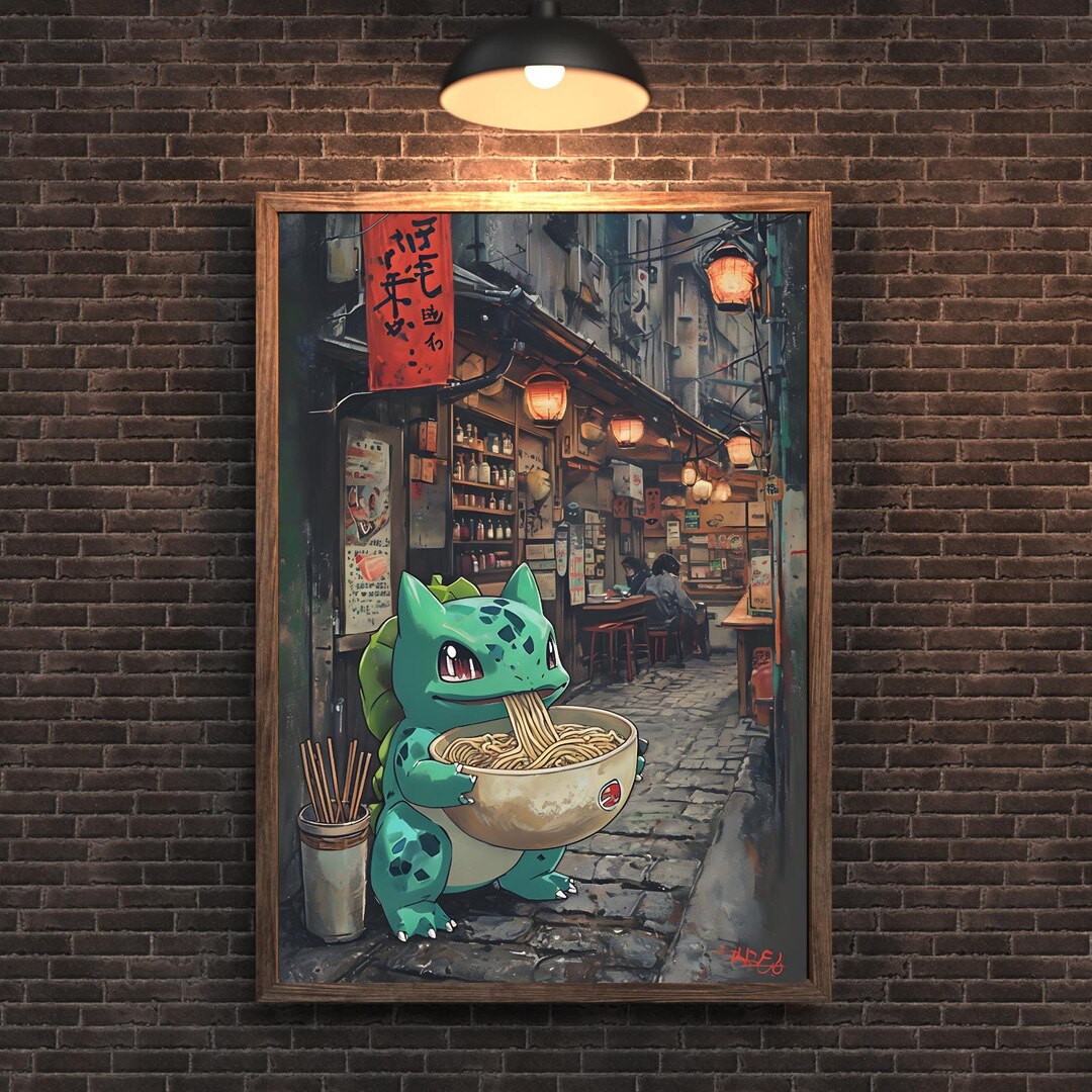 Bulbasaur Ramen Series Poster: Japanese Style Pokemon Inspired Artwork ...