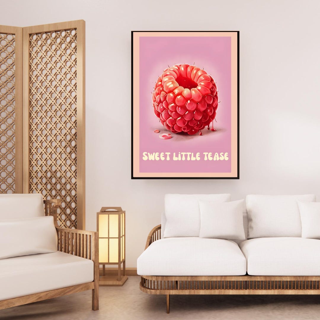 Cheeky Raspberry Wall Art, Playful Sweet Little Tease Design, Bedroom ...