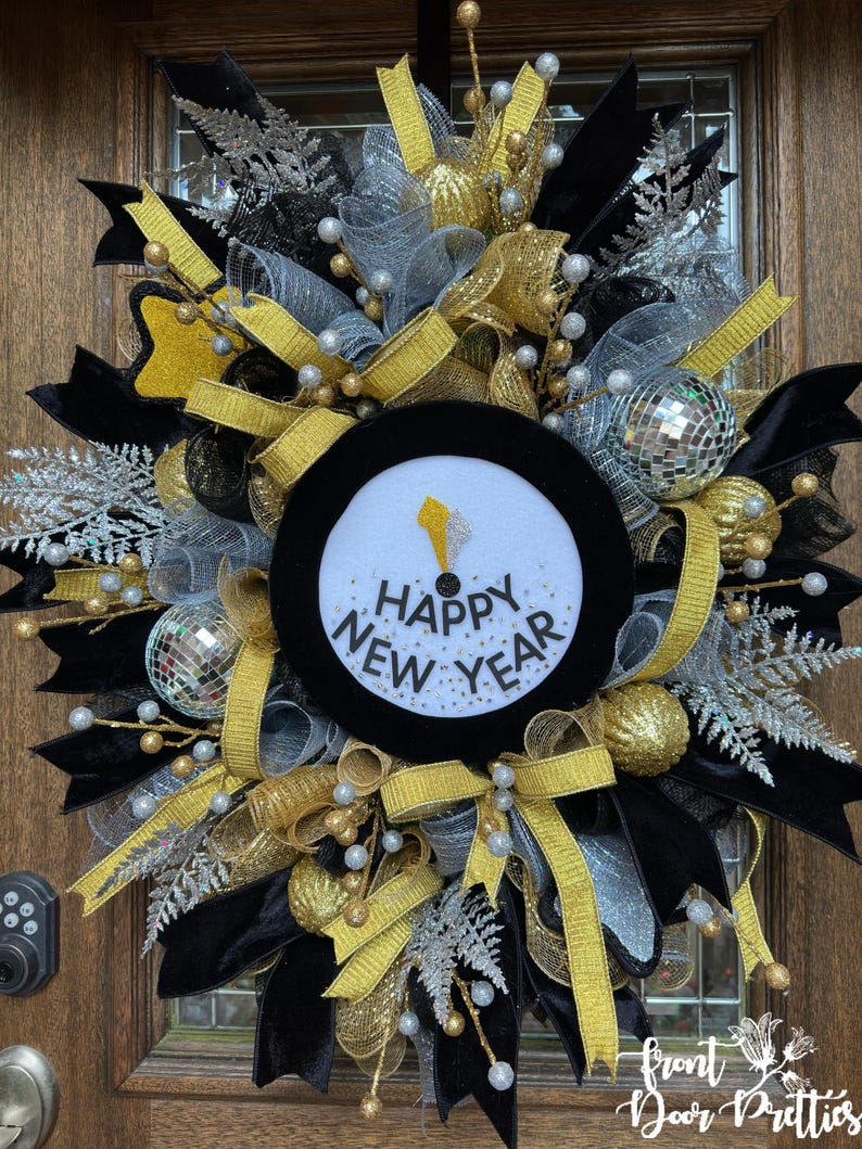 Happy New Year Wreath - Etsy