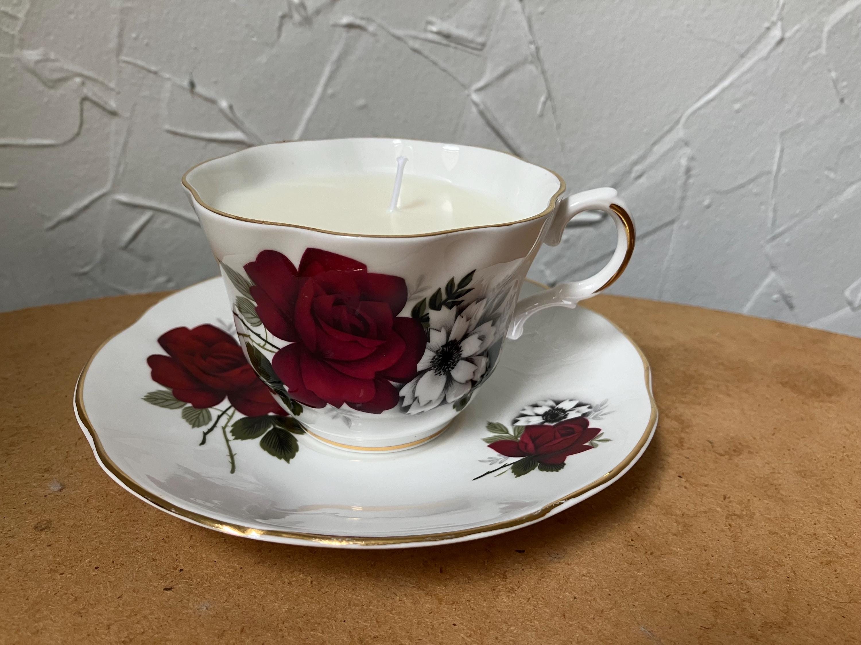 Teacup Candles, Soy Wax, Vintage China, Hand Poured, Cup and Saucer ...