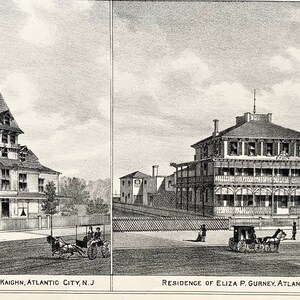 Atlantic City Print, Original 1878 New Jersey Shore Atlas, Haddon House ...