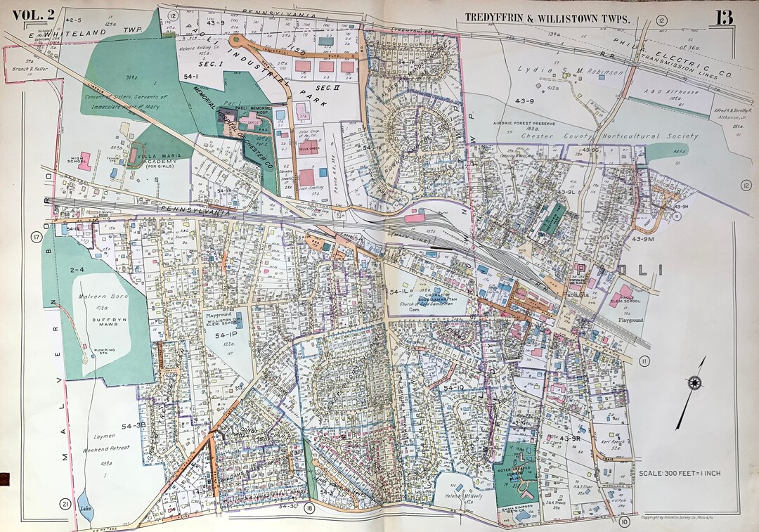 Paoli Map Original 1963 Franklins Atlas Willistown Township - Etsy