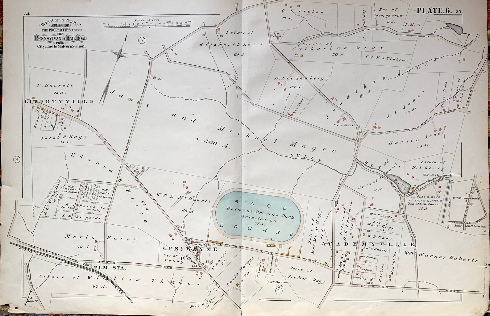 Narberth Map Original 1881 Bryn Mawr Atlas Belmont Driving - Etsy
