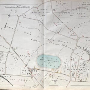 Narberth Map, Original 1881 Bryn Mawr Atlas, Belmont Driving Park, Penn ...