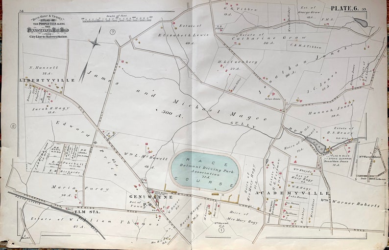 Narberth Map Original 1881 Bryn Mawr Atlas Belmont Driving - Etsy