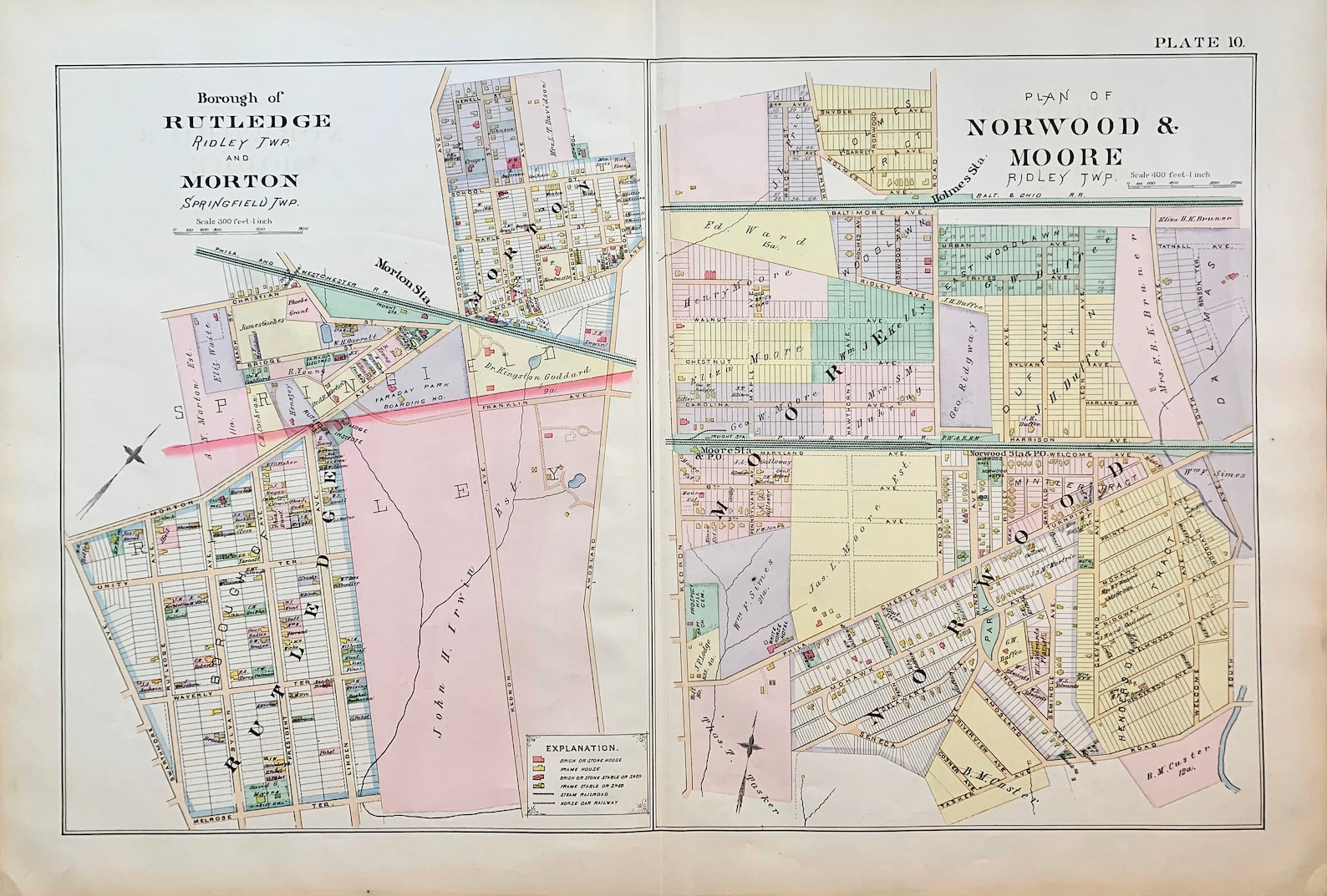 Norwood Map Morton Map Original 1892 Delaware County Atlas - Etsy