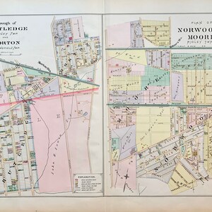 Norwood Map, Morton Map, Original 1892 Delaware County Atlas Map ...