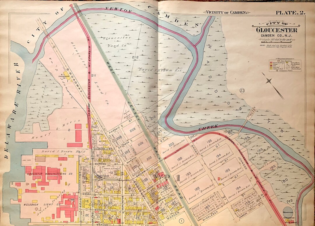 Gloucester City Map, Original 1890 Camden and Vicinity Atlas, Camden ...
