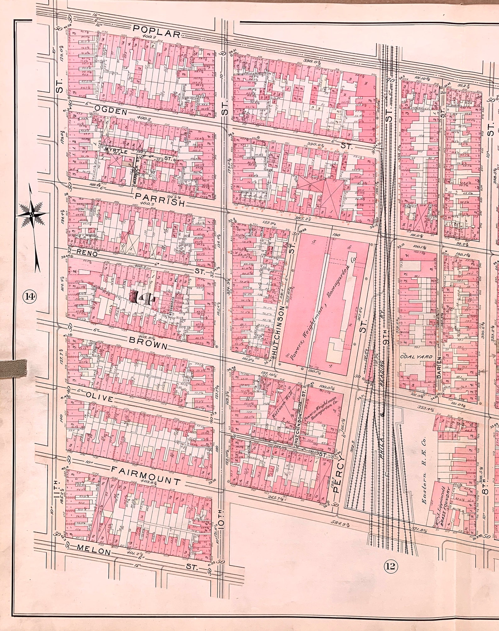 Poplar Map, West Poplar Map, Original 1907 City of Philadelphia Atlas ...