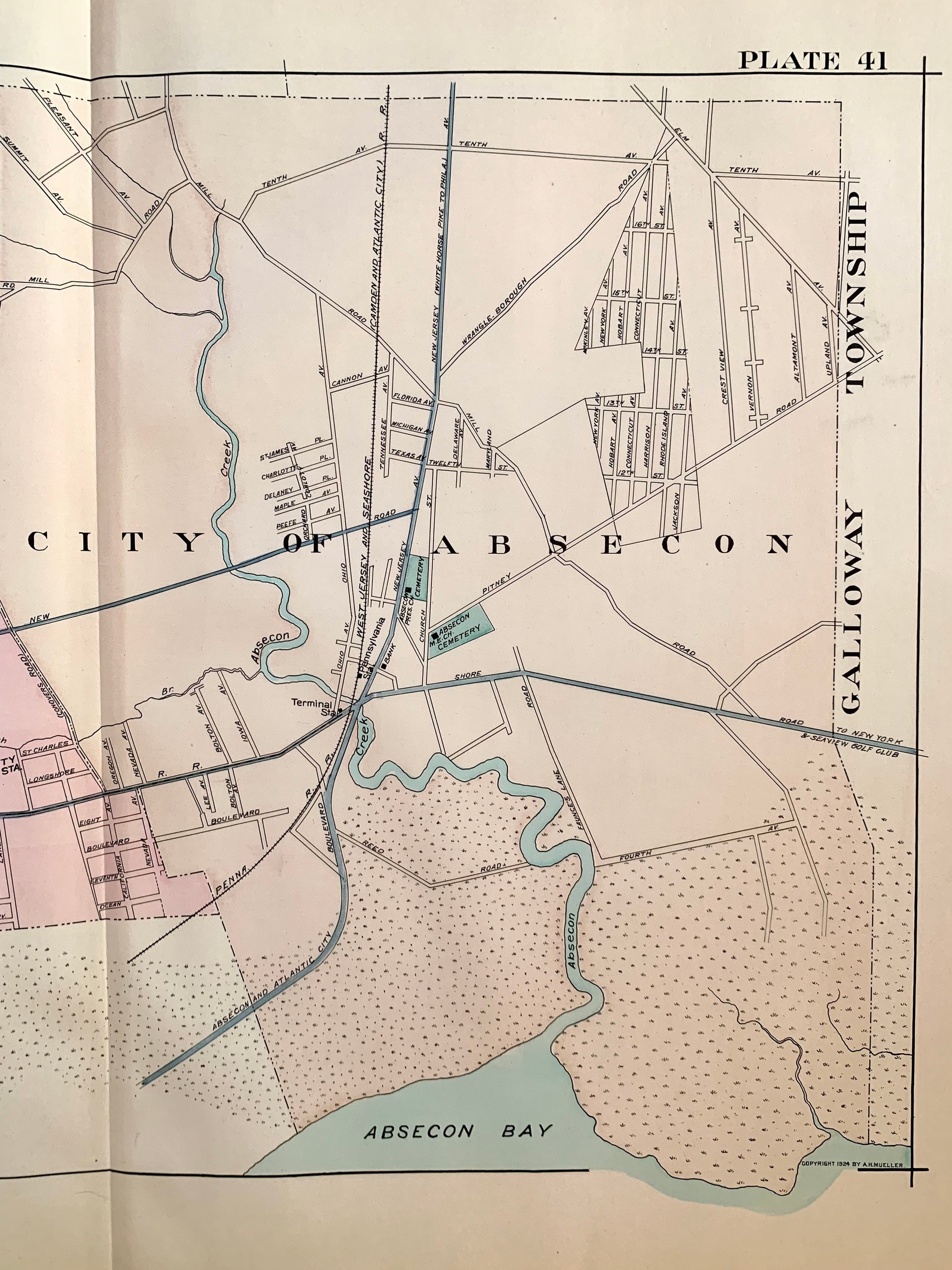 Absecon Map Original 1924 Absecon Island Atlas Pleasantville - Etsy