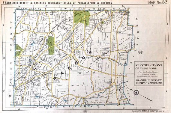 Original Radnor Township Map 1946 Franklin Survey Company | Etsy