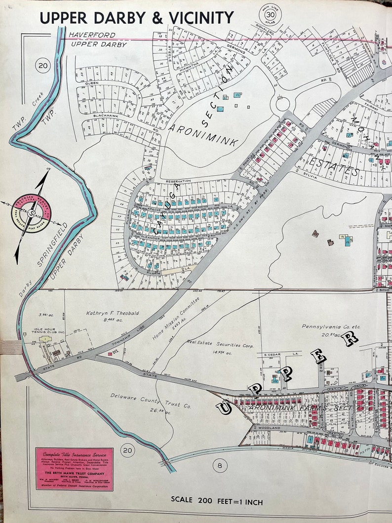 Drexel Hill Map, Original 1942 Upper Darby Atlas, Aronimink - Etsy