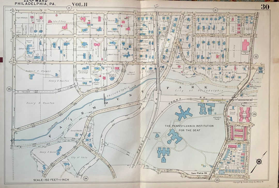 Chestnut Hill Map Original 1955 Philadelphia Atlas Allen - Etsy