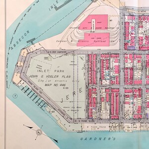 Atlantic City Map, Original 1938 Absecon Island Atlas, Gardners Basin ...