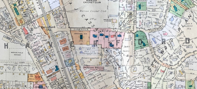 Haverford Map Original 1961 Pennsylvania Main Line Railroad - Etsy