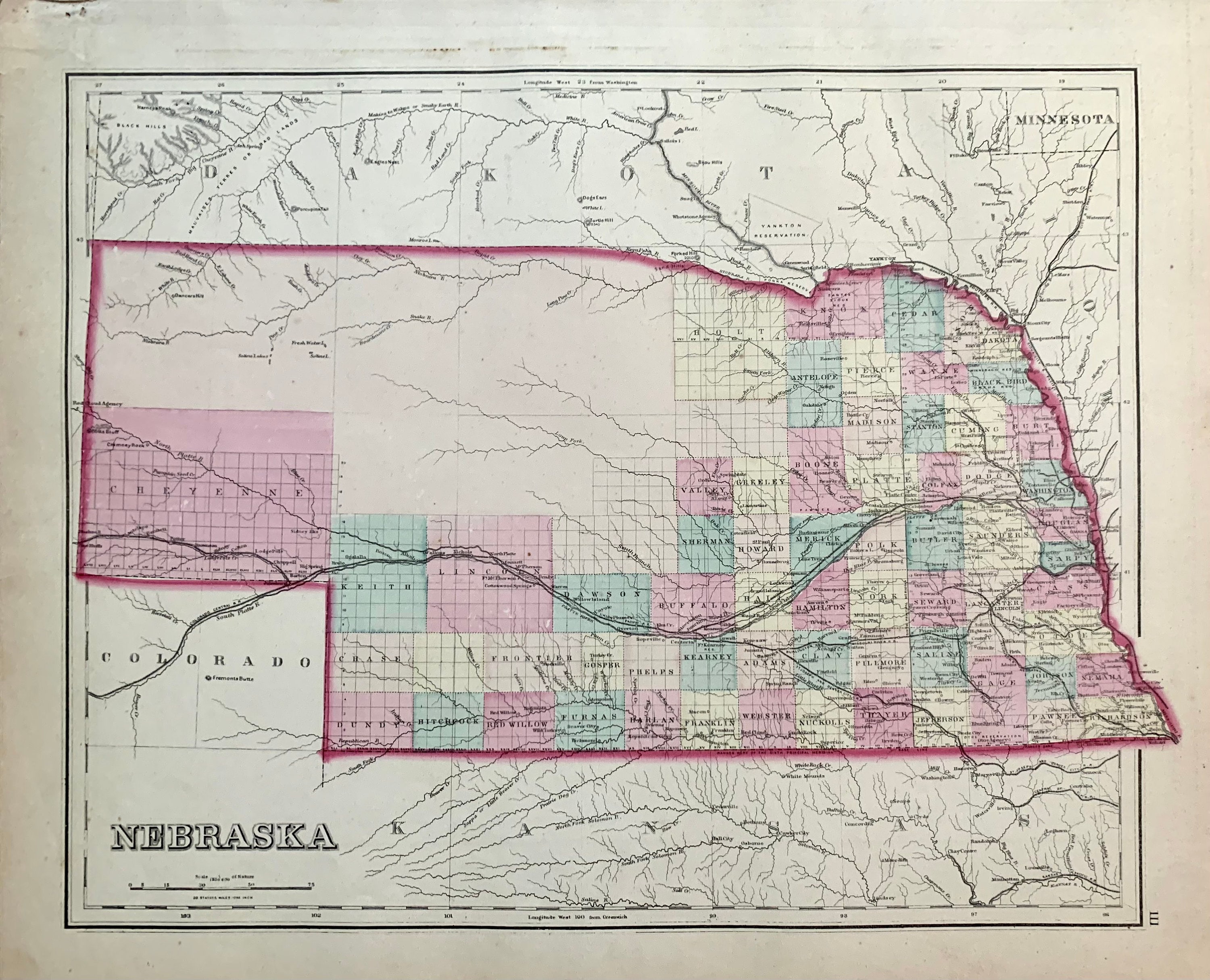 Nebraska Map, Original 1877 Grays Atlas, Cornhuskers, Lincoln - Etsy
