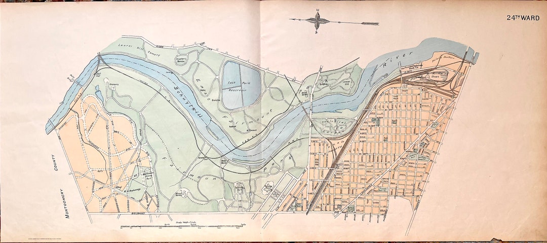 West Philadelphia Map, Original 1895 Philadelphia Ward Atlas, Boathouse ...