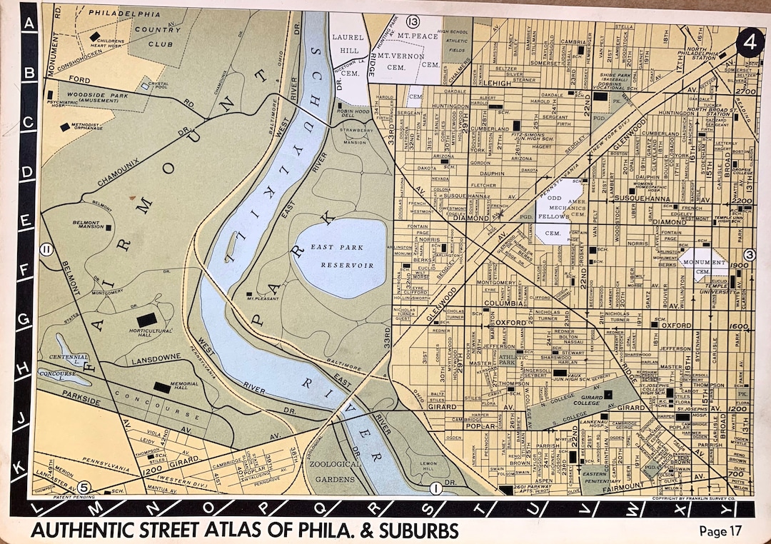 Eastern Penitentiary Map, Brewerytown Map, Original 1951 City of ...