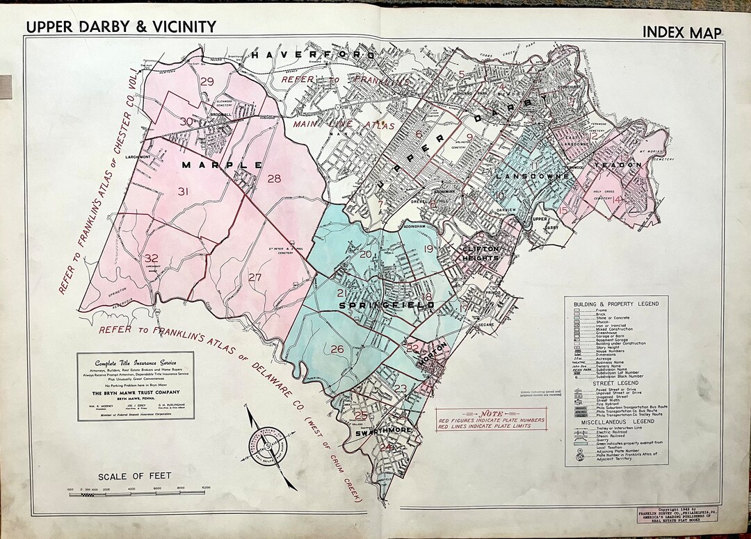 Upper Darby Atlas Index Map, Delaware County, Drexel Hill, Marple ...