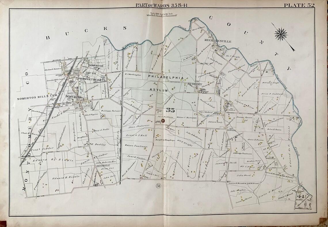Somerton Map Byberry Map Original 1910 City of Philadelphia - Etsy