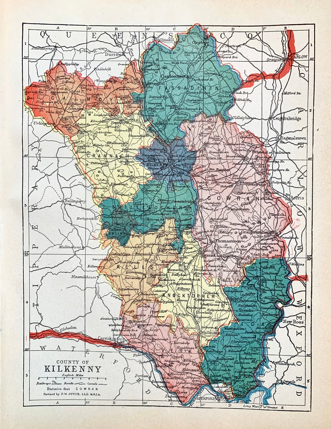 Kilkenny Map, Original 1901 Atlas of Ireland Map, County of Kilkenny - Etsy