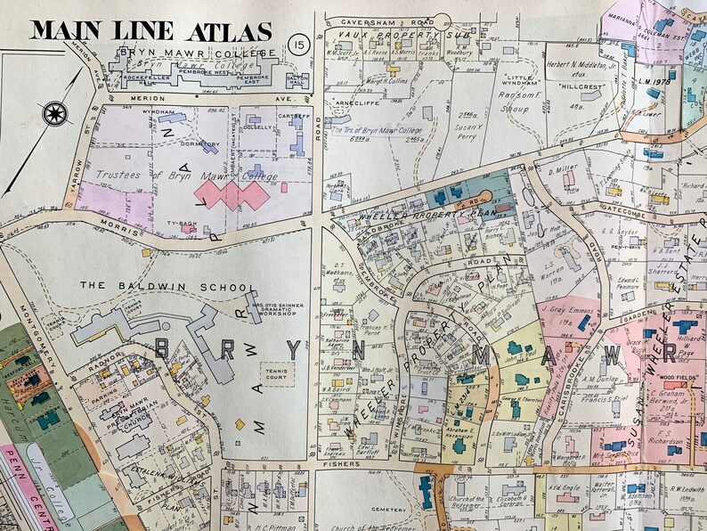 Bryn Mawr Map Original 1961 Main Line Pennsylvania Railroad - Etsy