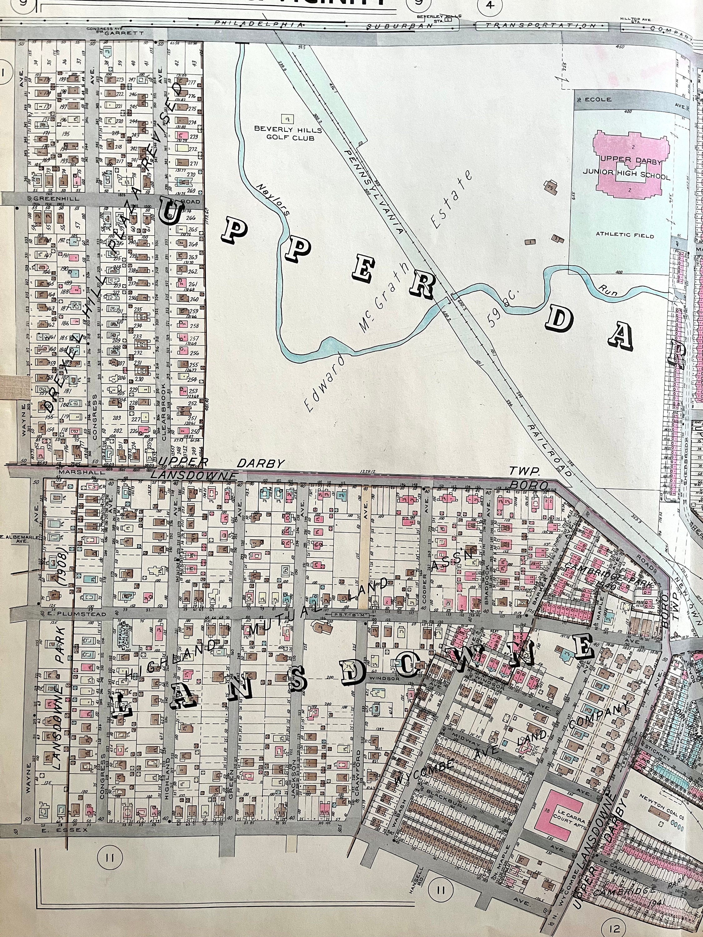 Lansdowne Map, Original 1942 Upper Darby Atlas, Barclay Square - Etsy