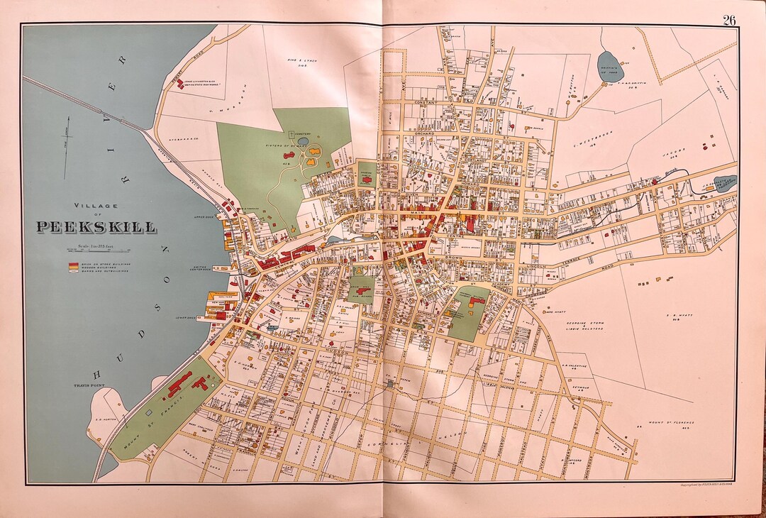Peekskill Map, Original 1890 Westchester Atlas, Facts of Life - Etsy