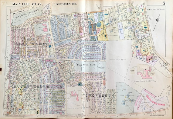 Overbrook Map Penn Wynne Map Original 1961 Main Line - Etsy