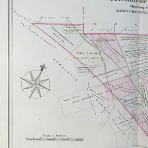 Bethel Township Map, Original 1880 Delaware County Atlas, Land Grants ...
