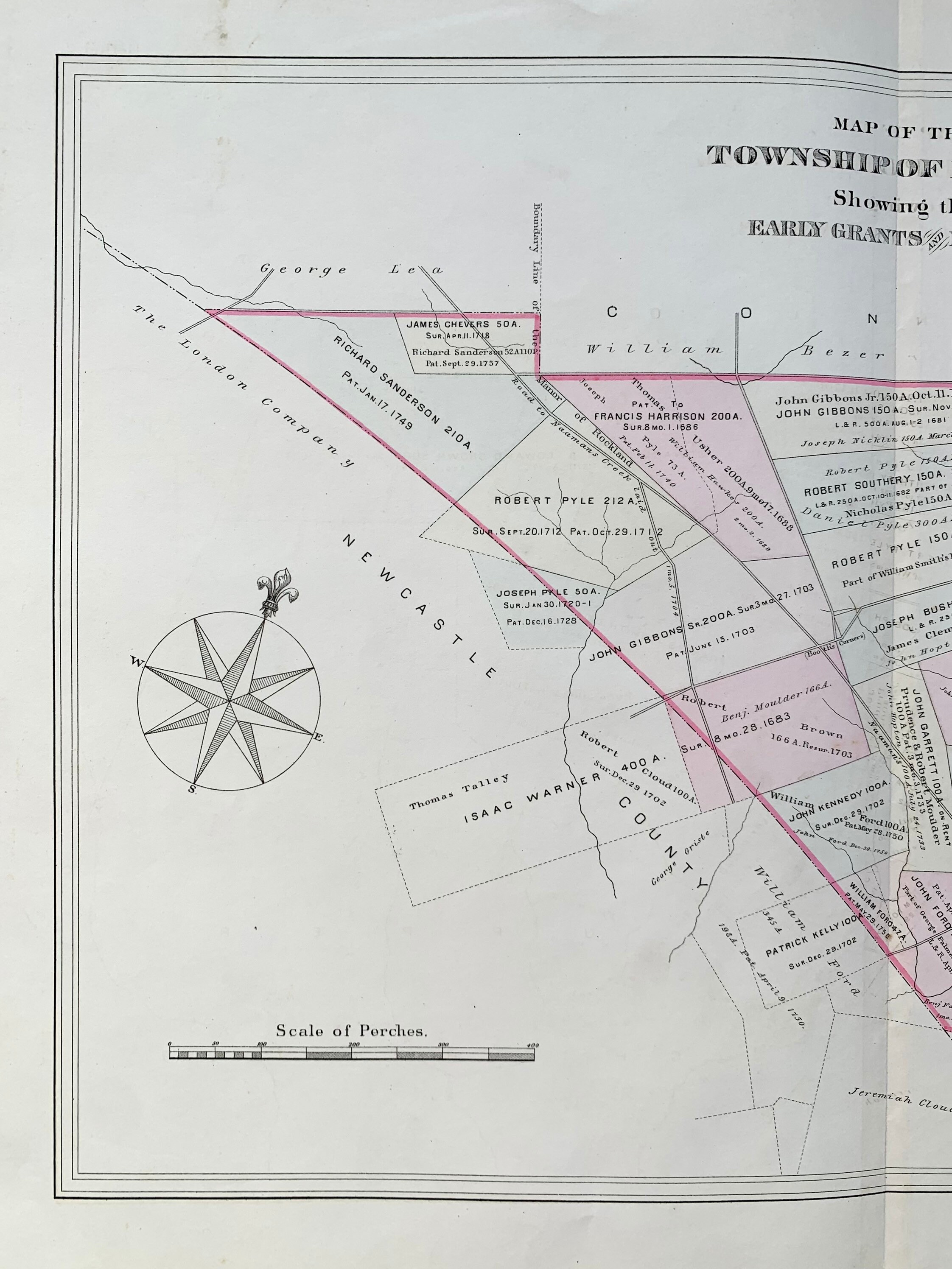 Bethel Township Map, Original 1880 Delaware County Atlas, Land Grants ...